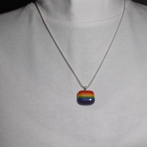 Rainbow Pride Flag Fused Glass Pendant on Sterling Silver 20 Inch Wheat ...