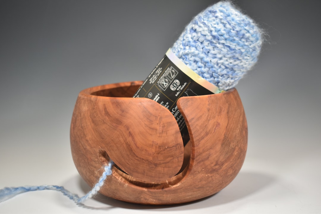 Jumbo Plum Wood Yarn Bowl - Locally Sourced Wood - Room for Multiple ...