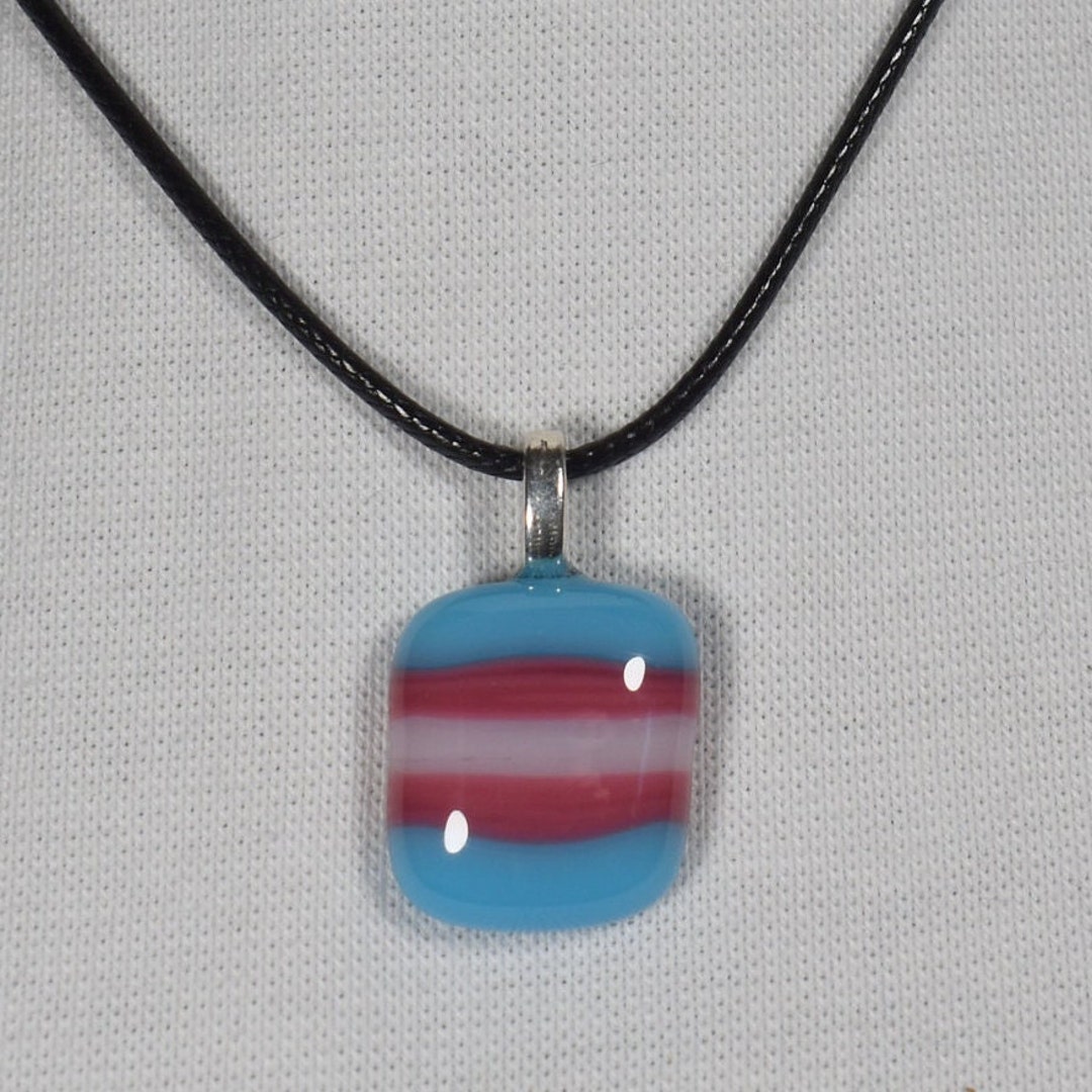 Transgender Pride Necklace | Trans Fused Glass Pendant | LGBTQIA+ | 18 ...
