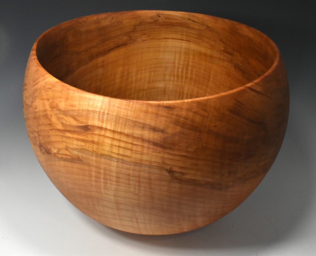 HUGE Figured Maple Centerpiece Bowl 13 X 9 3/4 Enclosed Form Made From ...