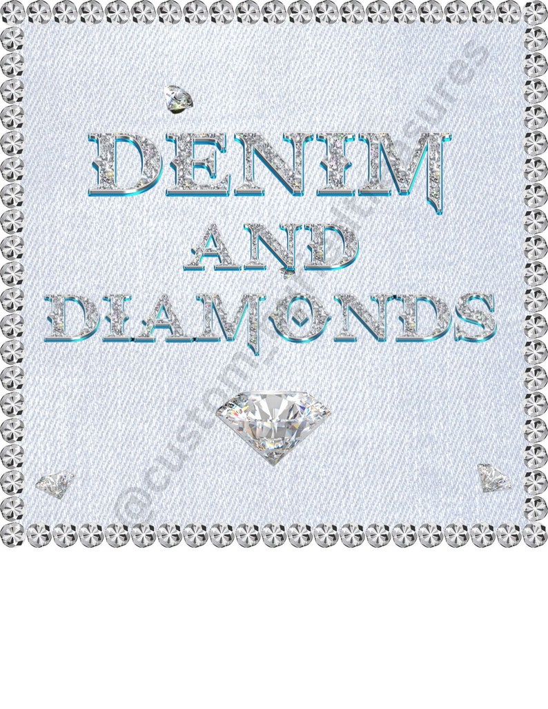 Denim & Diamonds PNG JPEG - Etsy