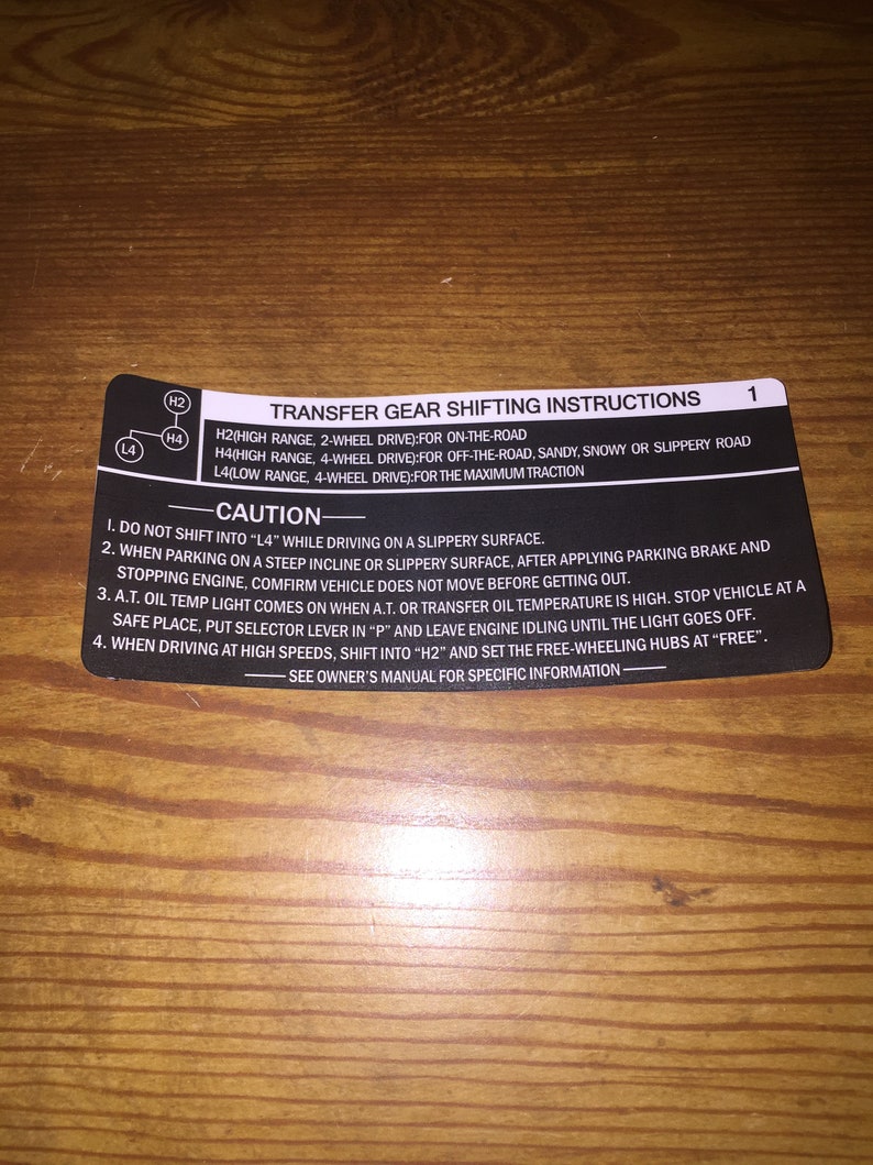 1979-1989 Toyota Transfer Case Decal Sticker Reproduction Pickup Truck ...