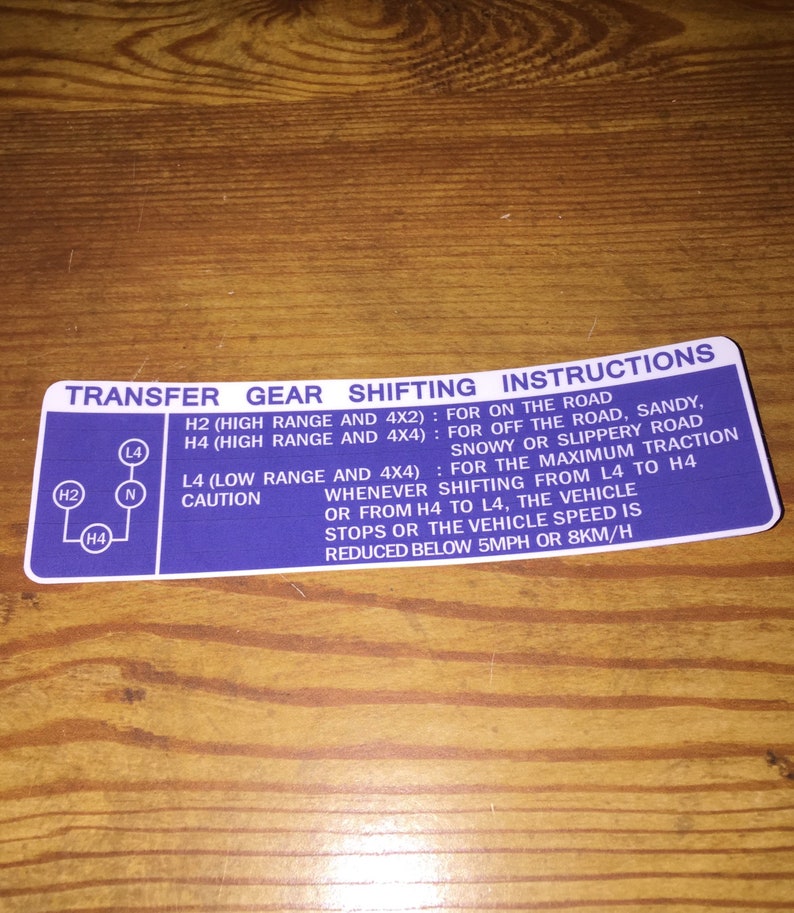 1979-1989 Toyota Transfer Case Decal Sticker Reproduction Pickup Truck ...