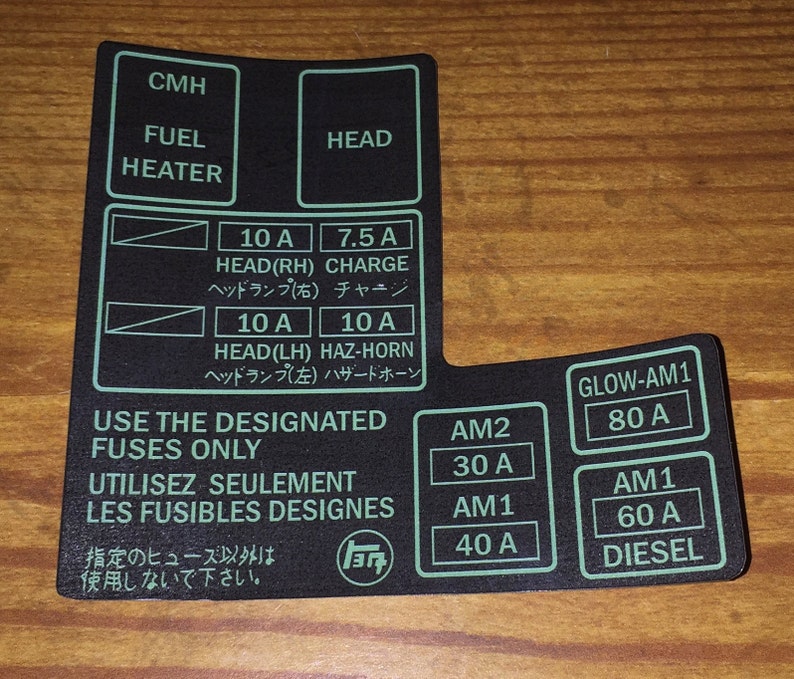 1984-88 Toyota Pickup Truck 4runner Fuse Box Decal 22re Sticker ...