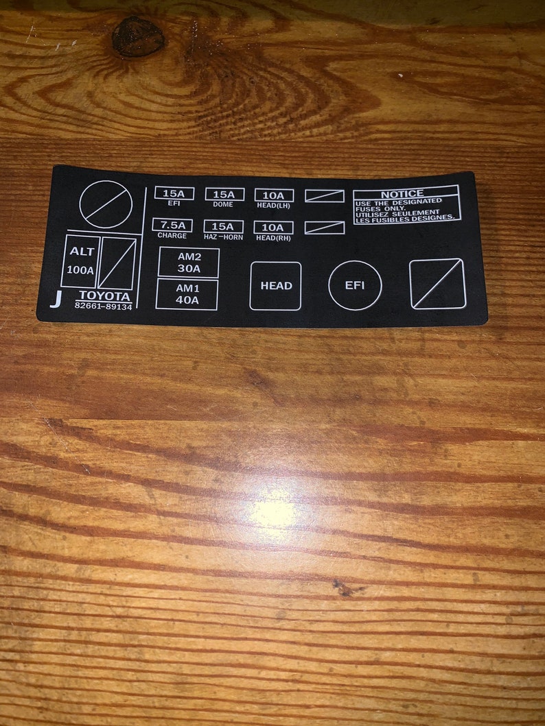 1984-88 Toyota Pickup Truck 4runner Fuse Box Decal 22re Sticker ...