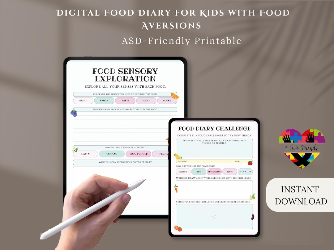 Asd-friendly Digital Food Diary for Kids With Food Aversions, Printable ...