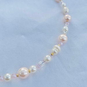 The “ashlyn” Necklace | Glass Bead Necklaces | Light Pink Freshwater ...