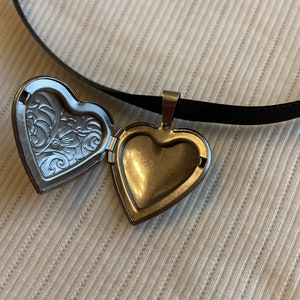 Ribbon Heart Pendant Necklace! | Ribbon Choker Necklace | Silver Heart ...