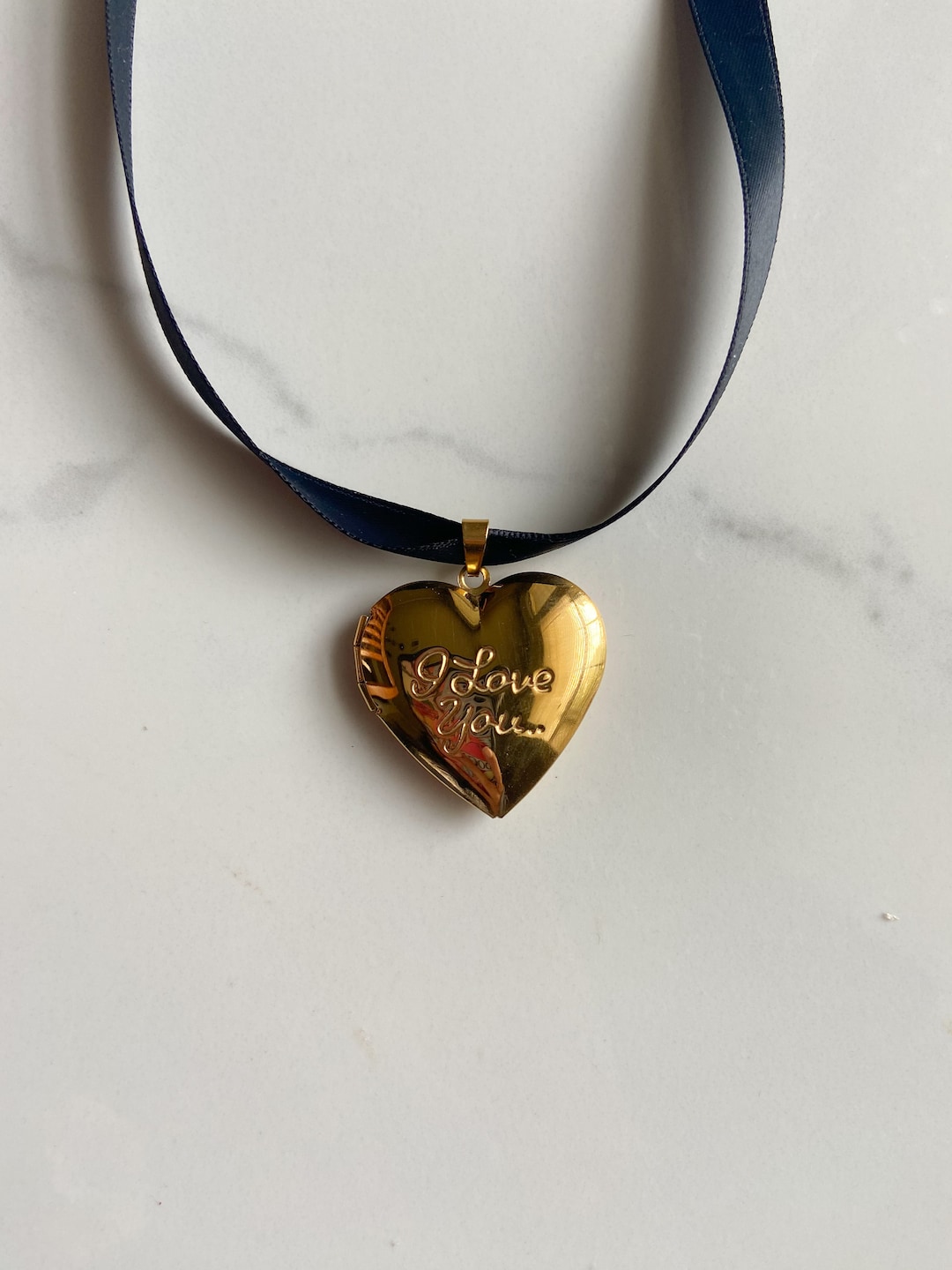 The “priscilla” Necklace | Black Ribbon Gold Locket Necklace | - Etsy