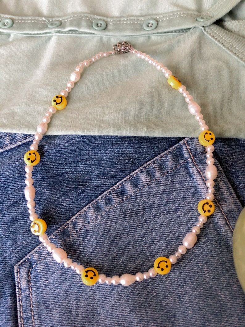 Smiley Face Pearl Necklace Smile Face Jewelry Pearl - Etsy