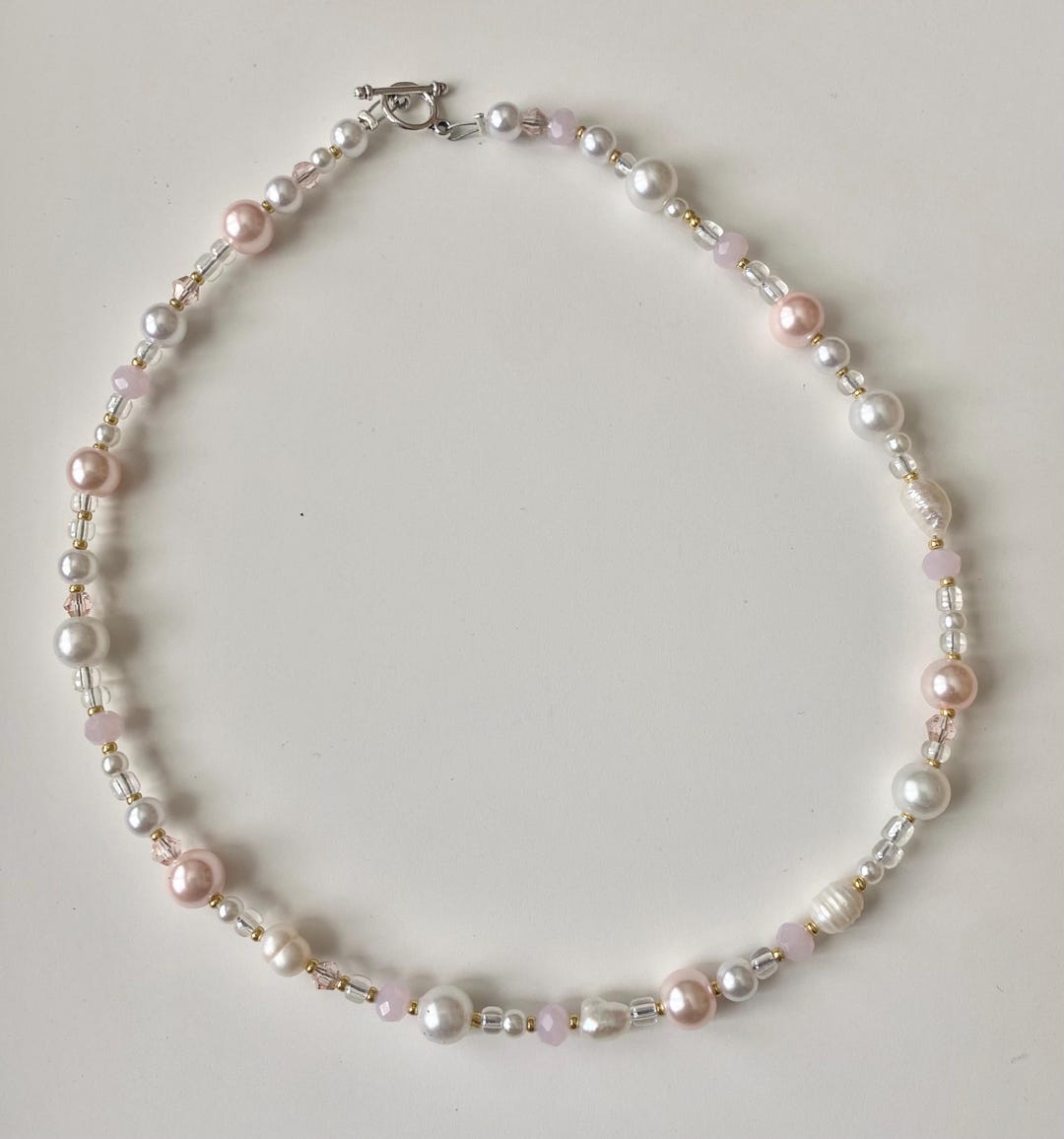 The “ashlyn” Necklace | Glass Bead Necklaces | Light Pink Freshwater ...