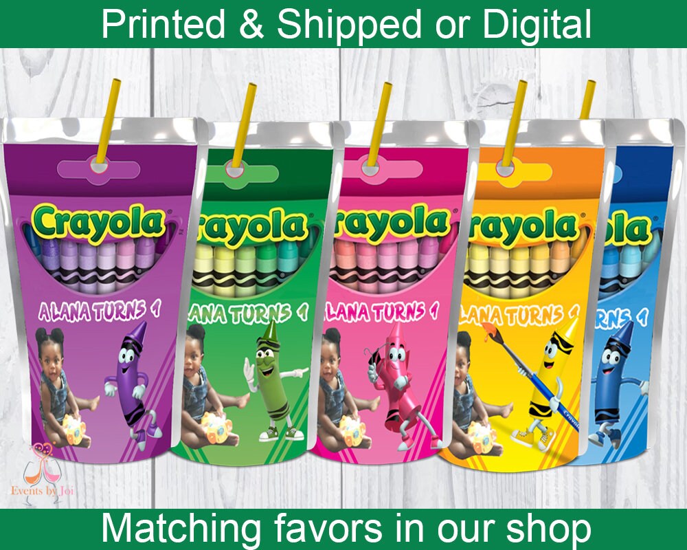 Crayola Juice Labels Crayola Favors Crayola Crayola | Etsy