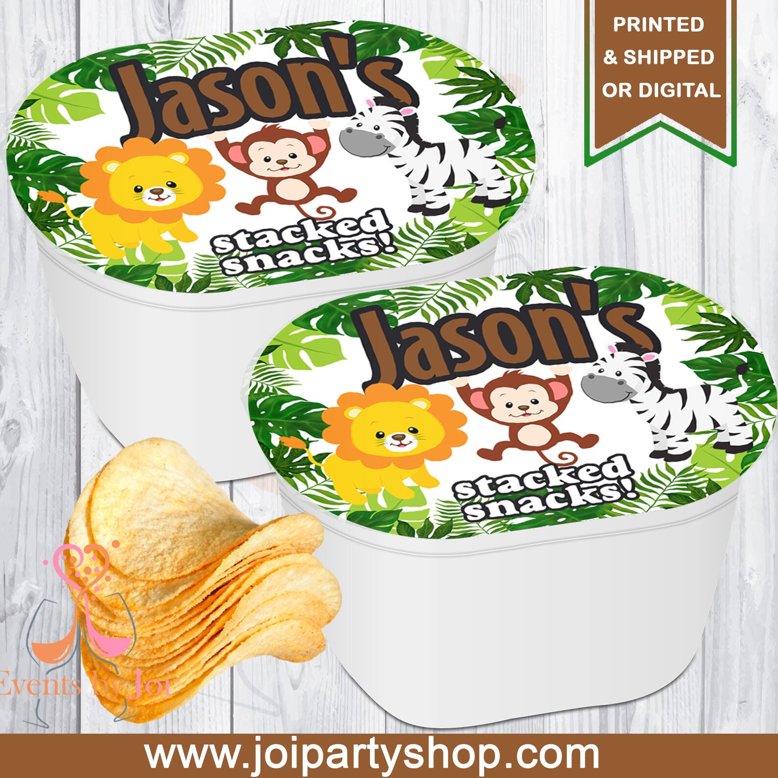 Jungle Chips Jungle Stacked Snacks Wild One Birthday Jungle - Etsy