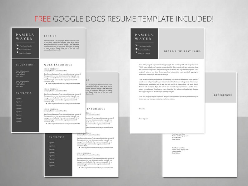Minimalist Resume CV Template 2 Page Resume Template | Etsy
