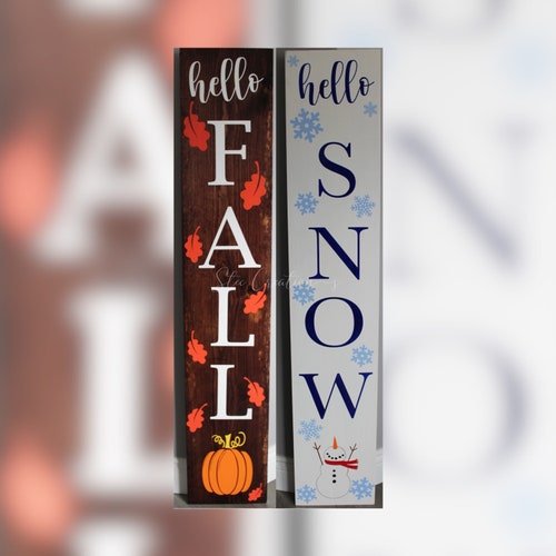 Reversible Winter Sign Welcome Sign Fall Welcome Sign | Etsy