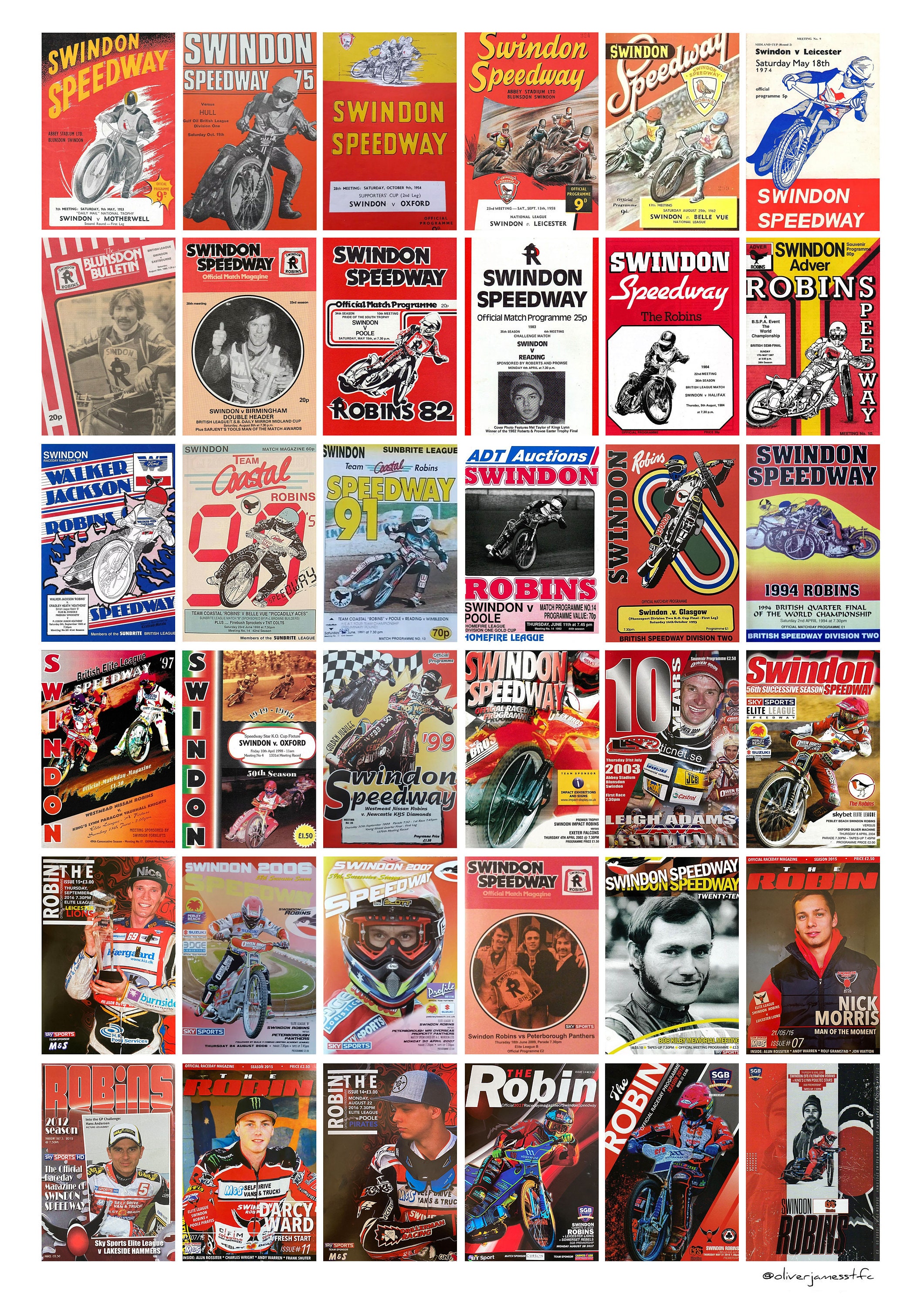 Swindon Speedway Robins History of Programme Covers A3 Print - Etsy UK