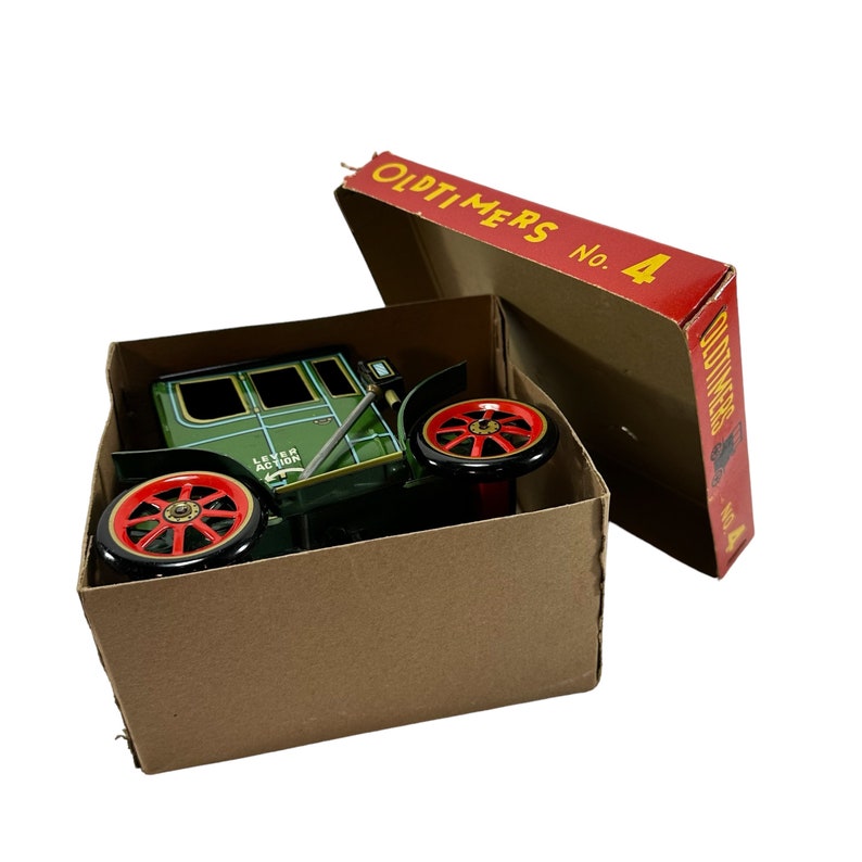 Old Timers 4 Tin Litho Lever Action Car Modern Toys W Original Box Very ...