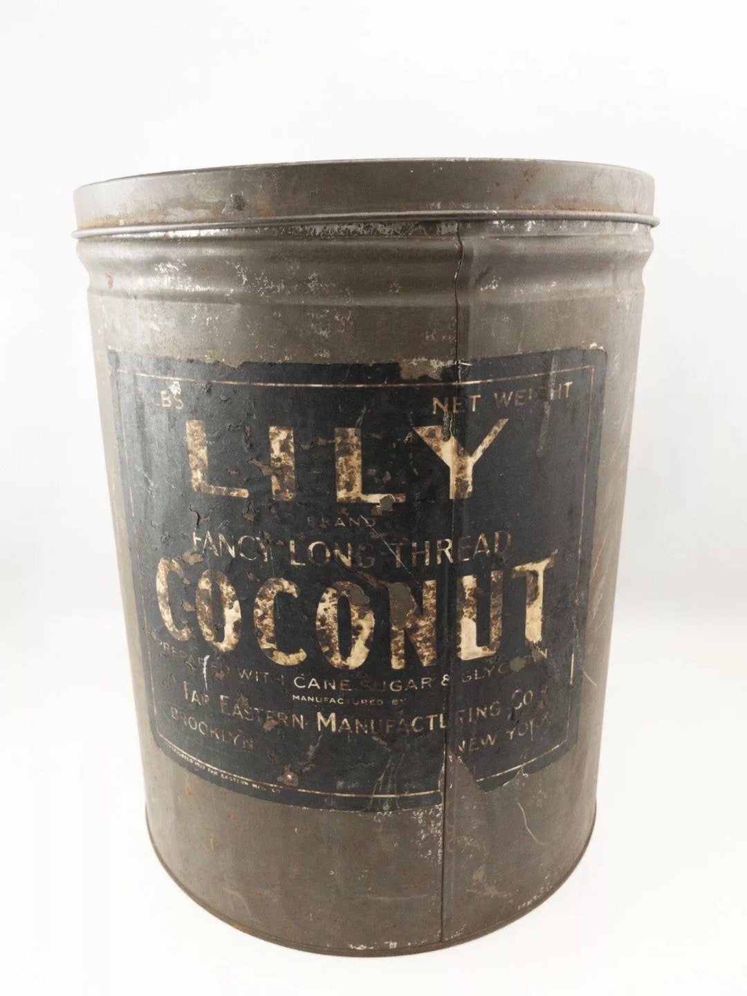 Vintage Lilly Coconut Tin ~ Paper Label Tin Paper Label/ Antique ...
