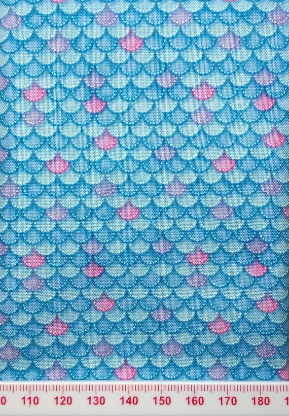 Blue Purple and Pink Mermaid Pattern. 100% Cotton | Etsy