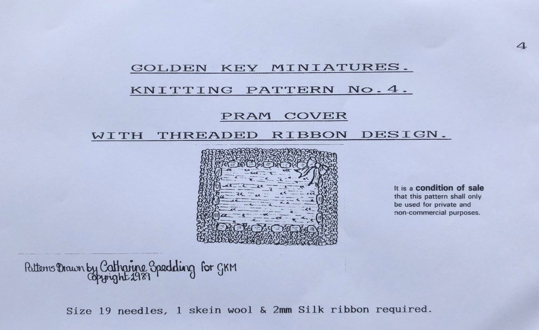 Knitting Pattern Pram Cover With Threaded Ribbon Design 1:12th Scale - Etsy