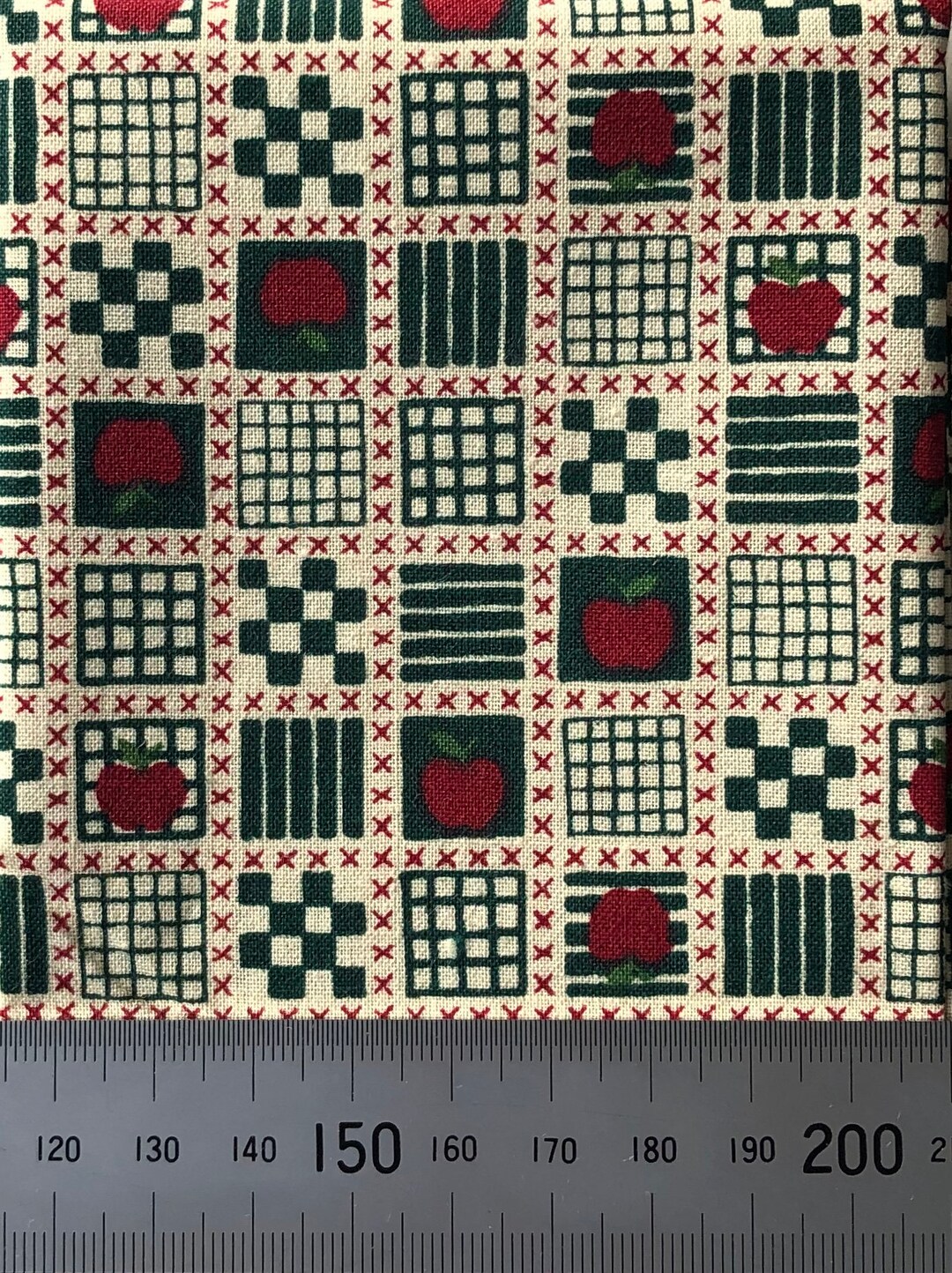 Green Patchwork With Apple Pattern Cotton Fabric. Perfect for One ...