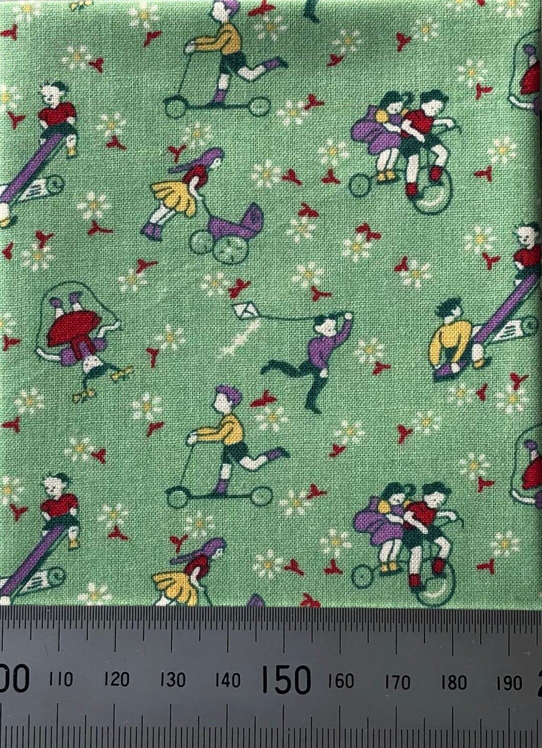Cotton Prints With Children Playing in Green - Etsy