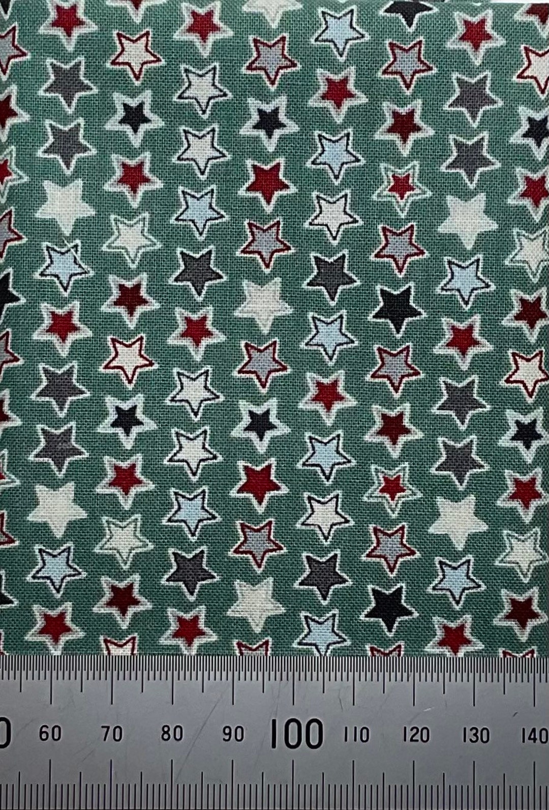 Multi Coloured Star Print on Aqua Cotton. Perfect for Small Scale ...