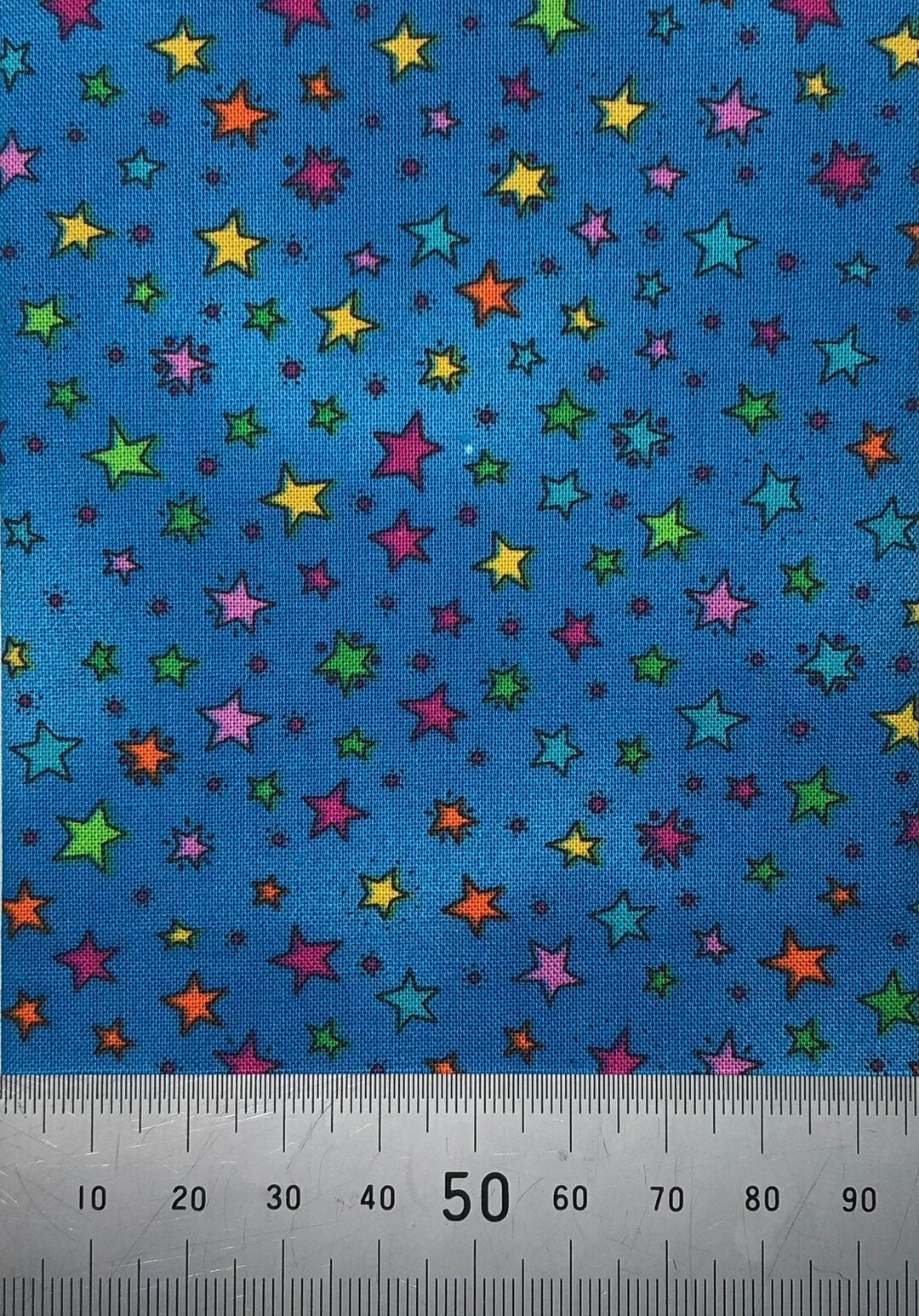 Multi Coloured Stars on a Bright Blue Cotton. - Etsy