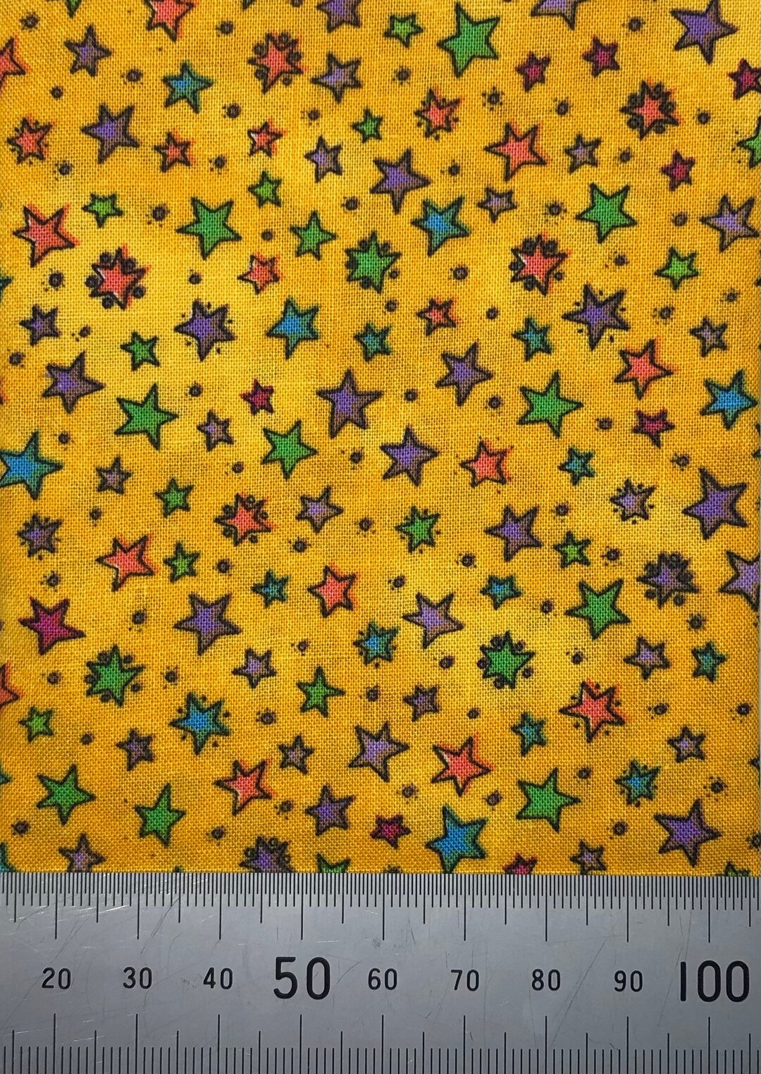 Multi Coloured Stars on a Bright Yellow Cotton. - Etsy