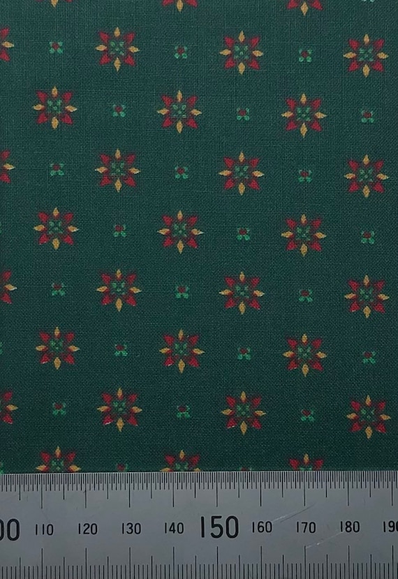 Green Cotton Print With Geometric Shapes | Etsy