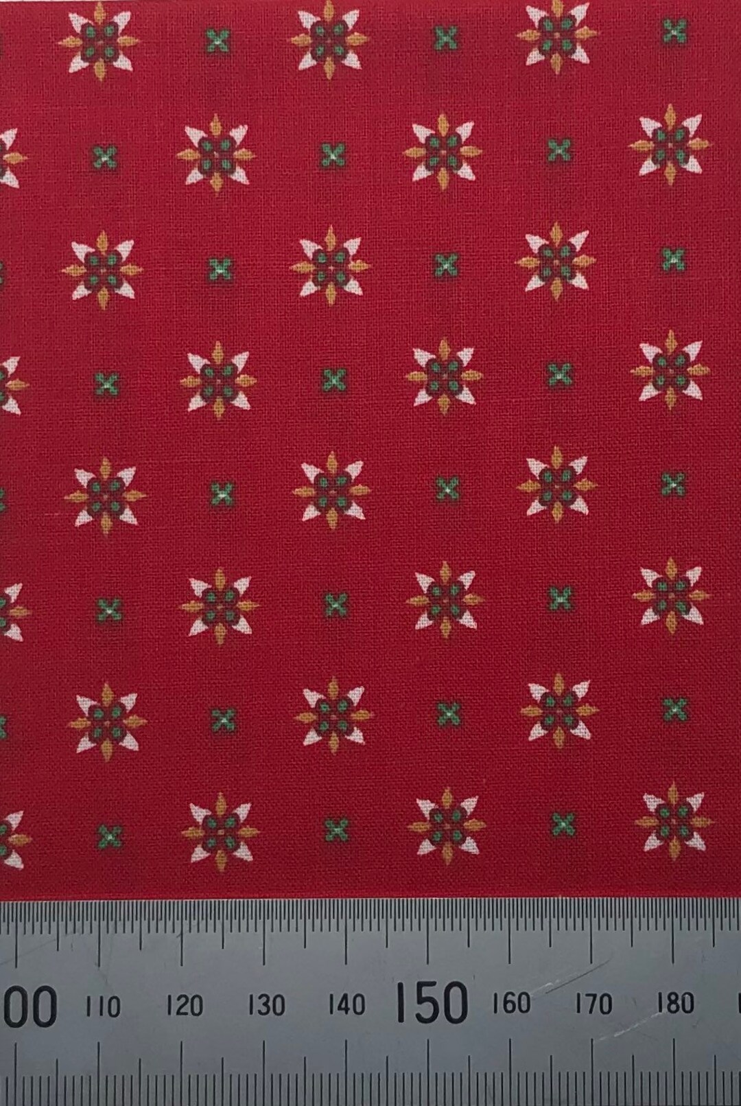 Red Cotton Print With Geometric Shapes. - Etsy