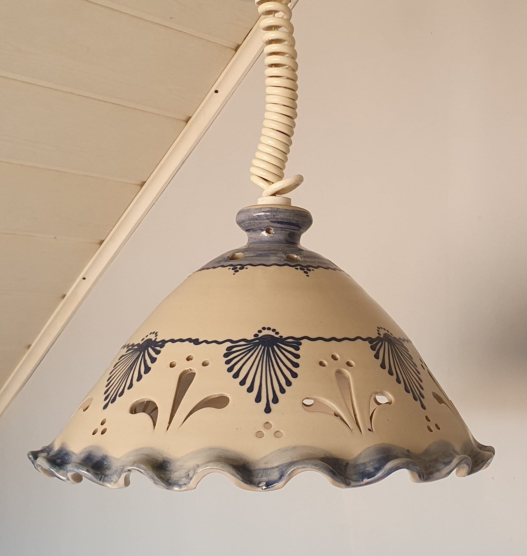 Hand Painted Ceramic Pendant Light Massive Leuchte 70s - Etsy