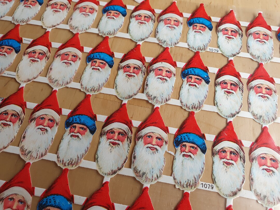 Vintage Santa Heads Ephemera, per Sheet of 48, PZB Germany 1079, Father ...