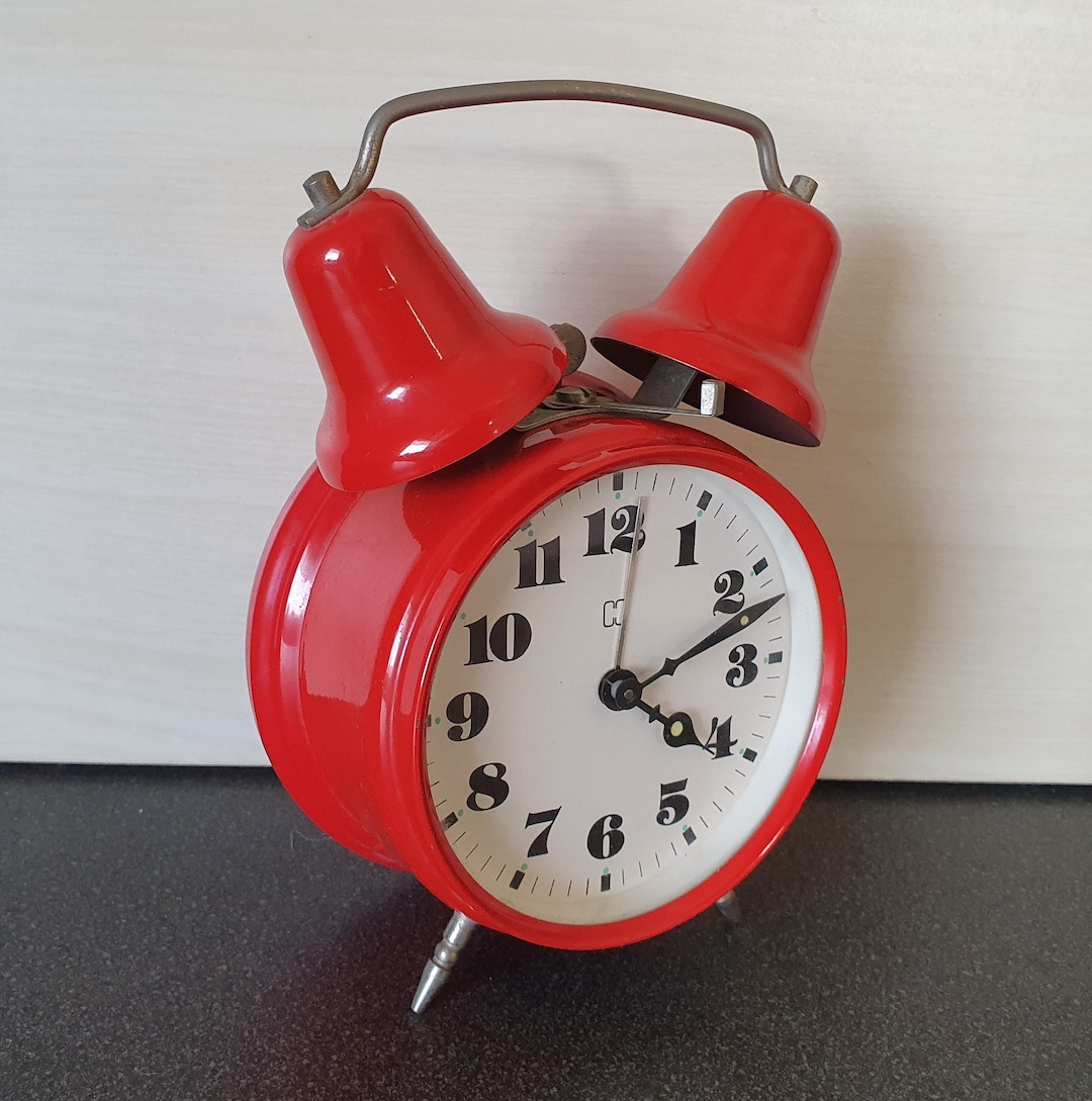 Wekker met dubbele bel uit de jaren 80, van Hema, opwindbare wekker ...