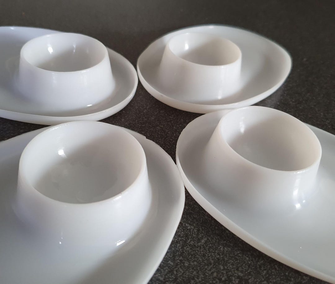 Vintage Plastic Egg Cups, White, Set of 4 Egg Boats, Made in Germany - Etsy