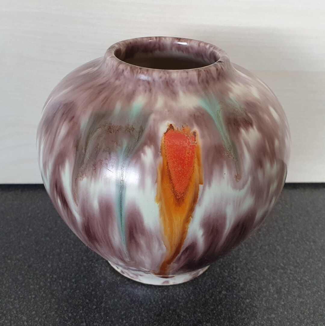 Round Jasba Keramik Vase, Made in West Germany, Majolica Vase - Etsy