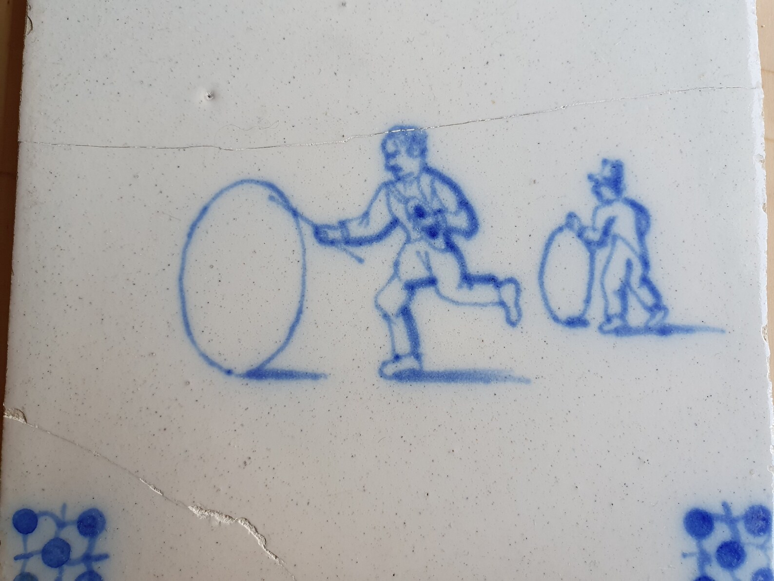 Dutch Antique Tile, Children Playing, Delft Blue, 13x13, 19th Century ...