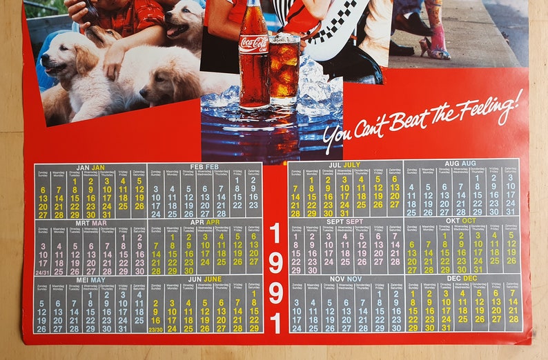 Vintage Coca Cola Calendar Poster for the Year 1991 - Etsy