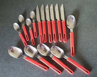 Red Handle Flatware | Etsy