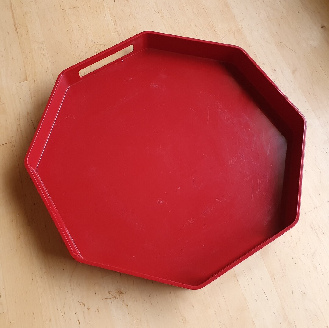 Octagon Serving Tray With Handles, Burgundy Red, Post Modern 1980s - Etsy
