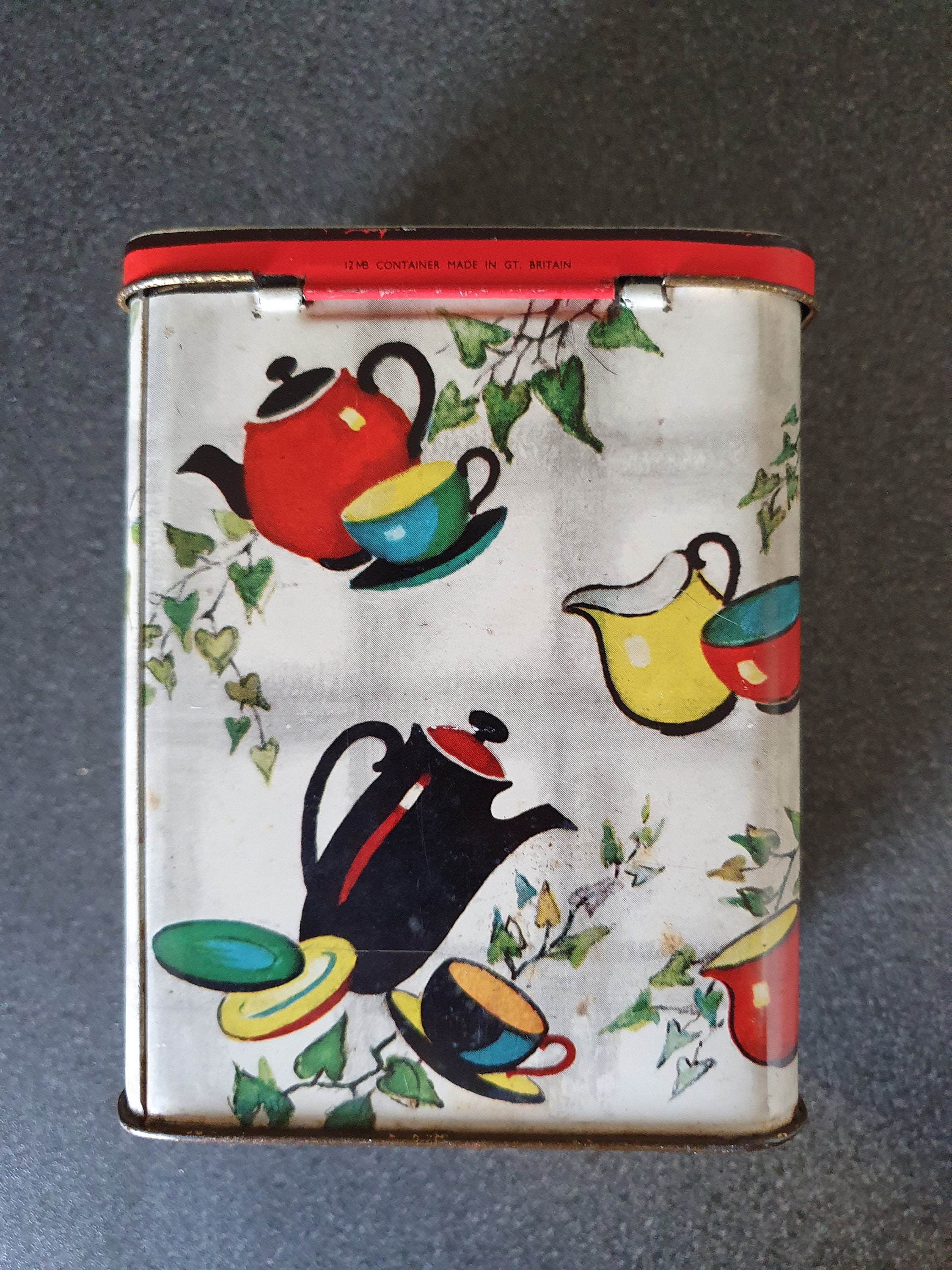 Vintage British Tea Tin Colorful Decoration Against Geometric - Etsy