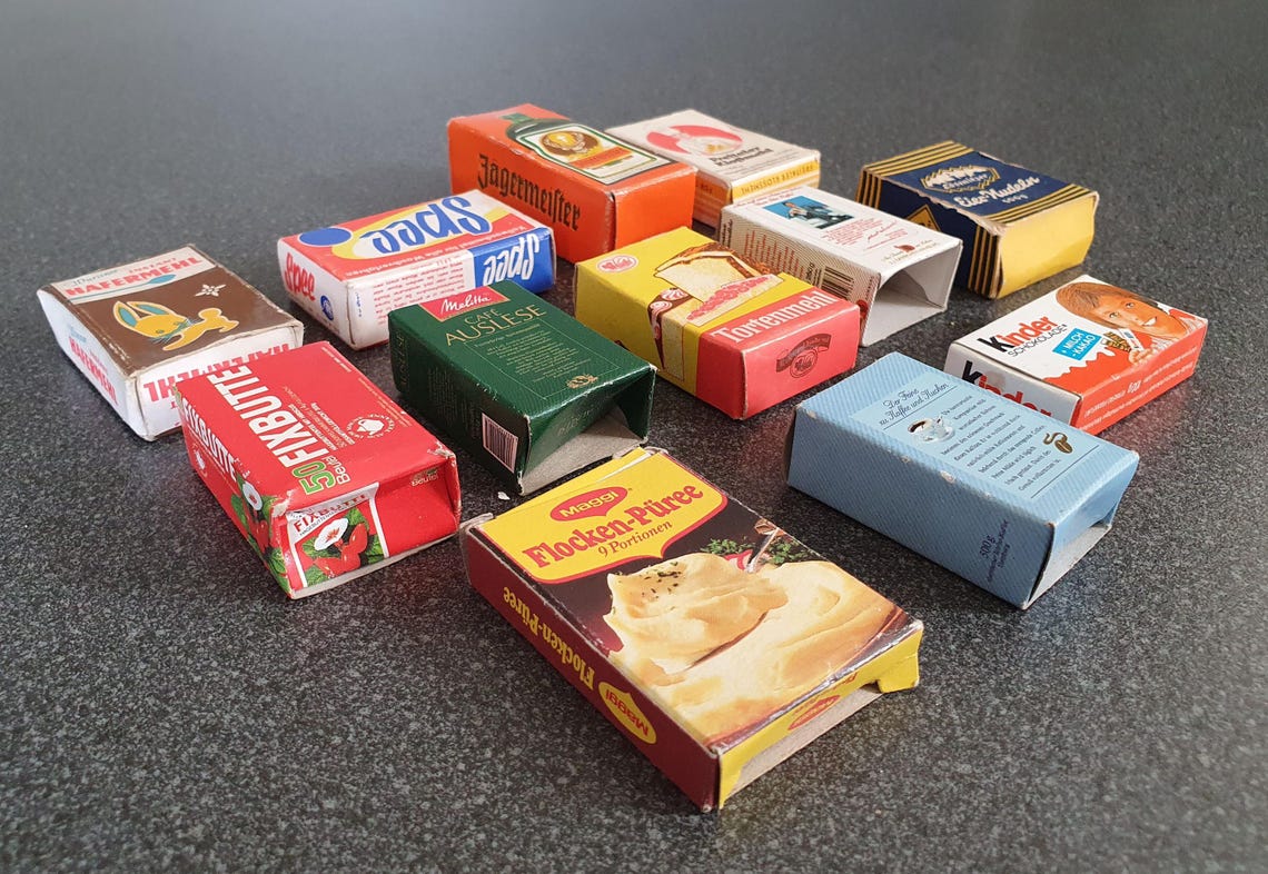 Miniature Grocery Shop Packages, From Germany (12), Shop Toys - Etsy
