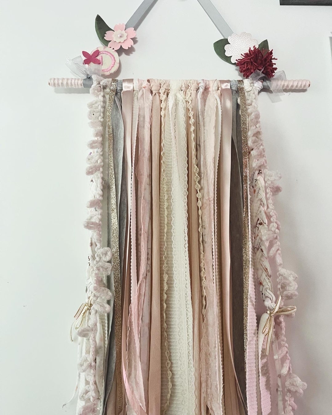 Floral Garden Macrame Bow Holder. Hair Bow Holder. Bow Hanger, Extra ...