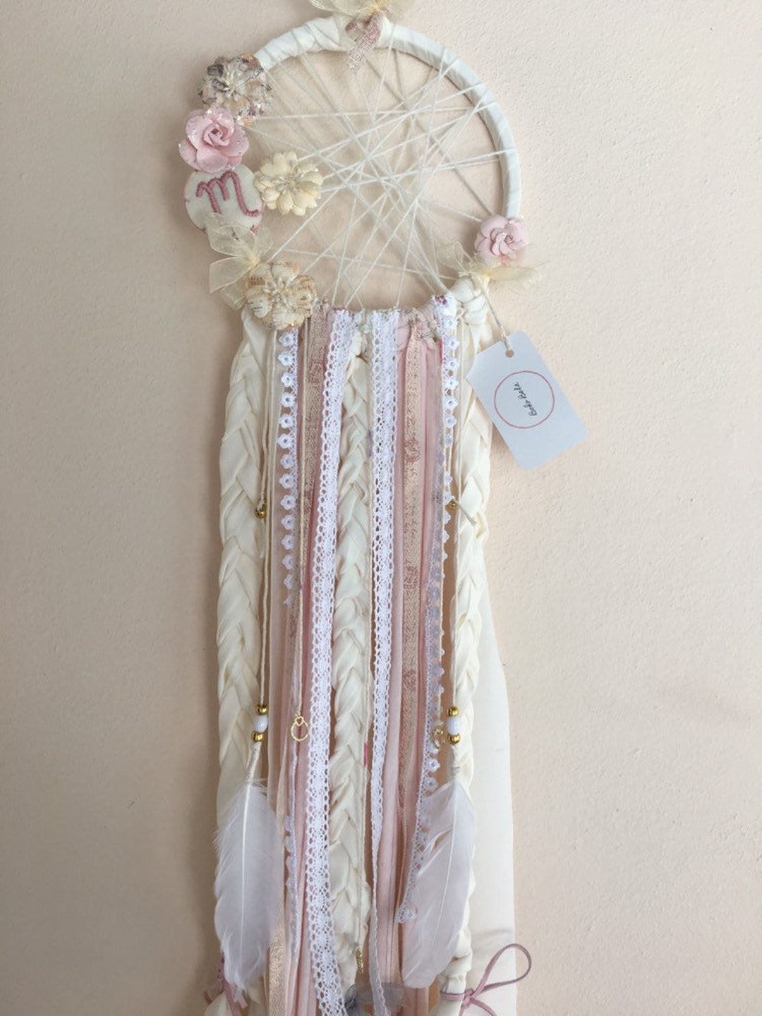 Boho Dream Catcher. Bow Holder. Hair Bow Hanger, Pink Dream Catcher ...