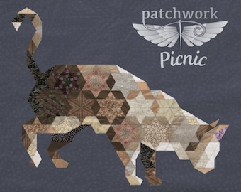 Cat 'squat Jeremy' EPP Patchwork Pattern PDF Digital Download - Etsy