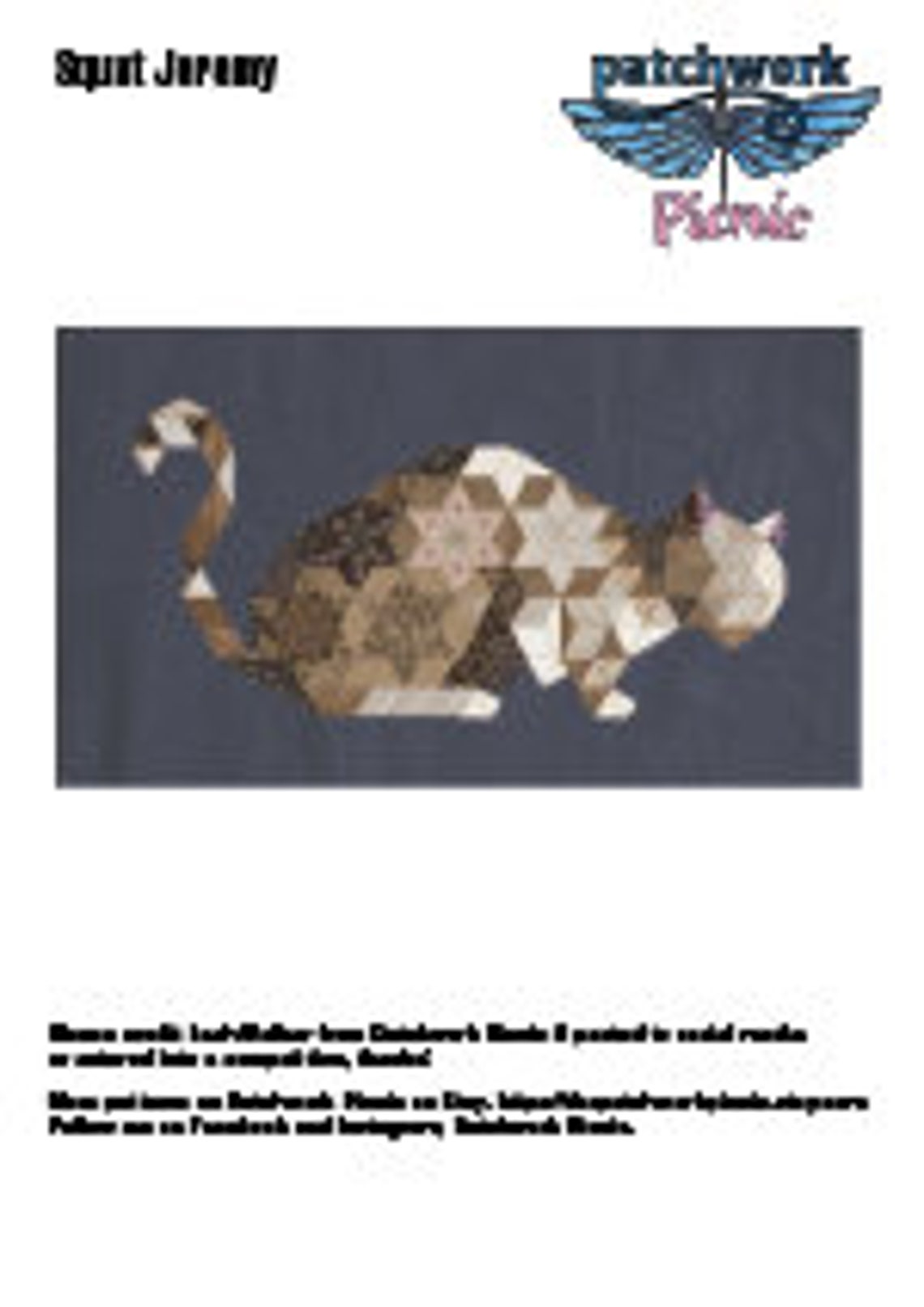 Cat 'squat Jeremy' EPP Patchwork Pattern PDF Digital - Etsy