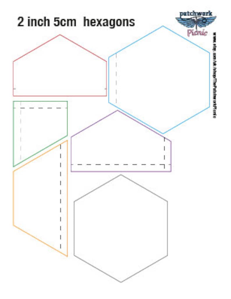 SVG US Letter Files EPP Edge Hexagon Shapes With Seam Allowance - 4 ...