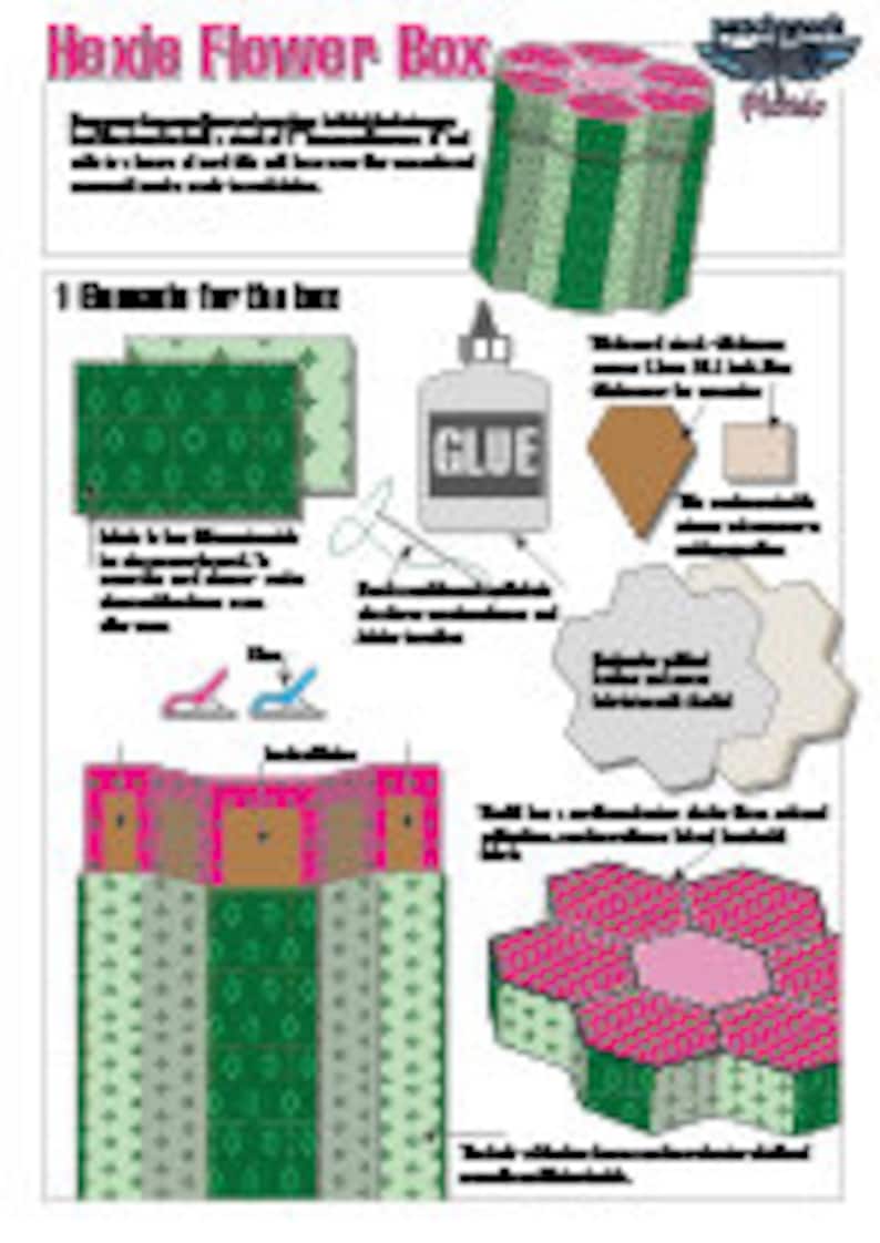 Hexie Flower Box Pattern - PDF Download Svg Included. A4 and US Letter ...