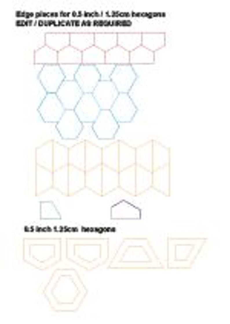 SVG US Letter Files SMALL Epp Edge Hexagon Shapes With Seam Allowance ...