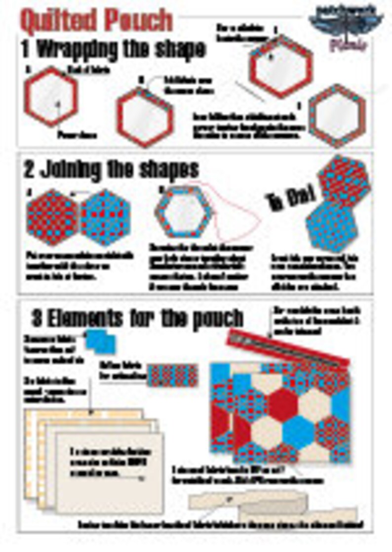 2 Quilted Hexagon EPP Pouch Patterns Beginners PDF Download - Etsy
